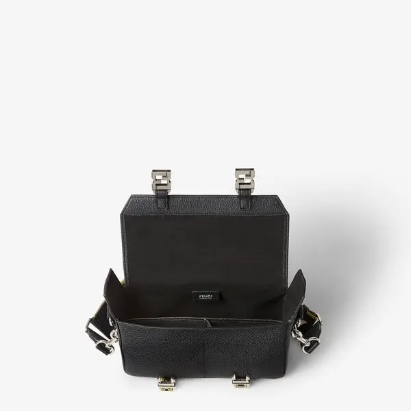 Fendi Flow Small Black Cuoio Romano Leather Bag